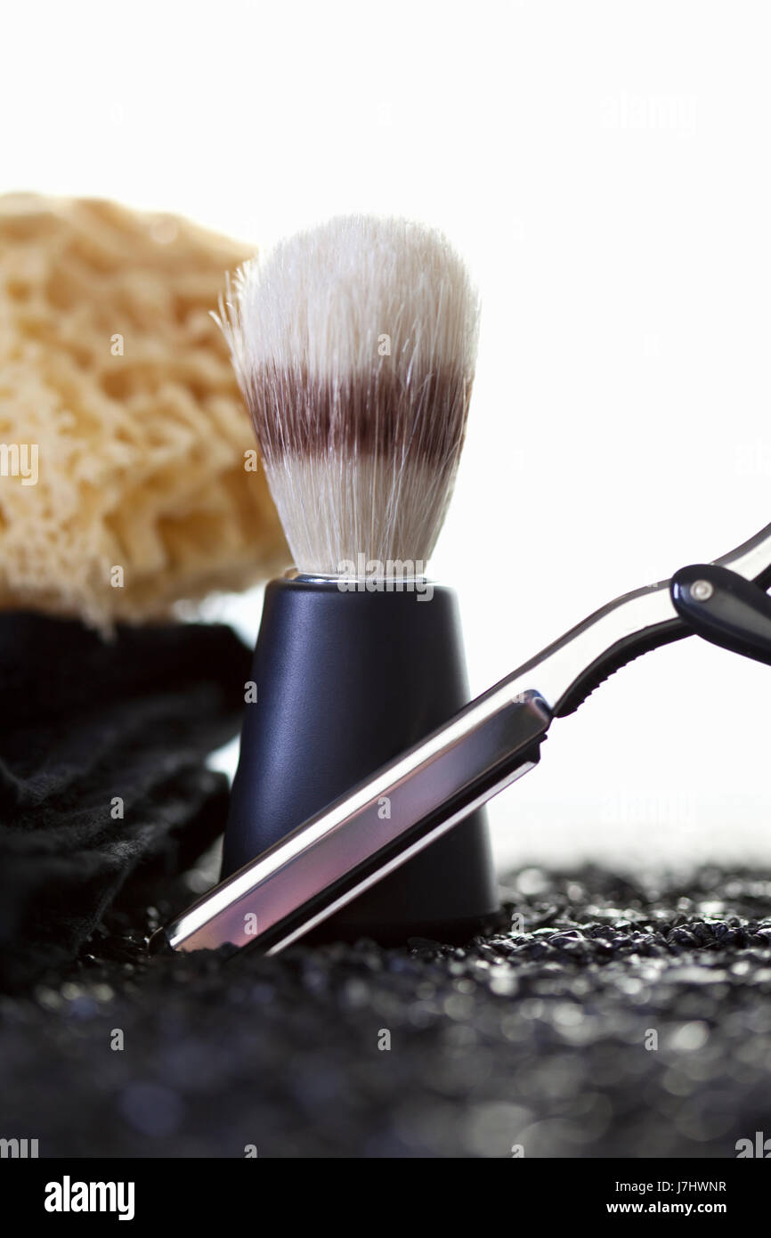 shaving brush and razor Stock Photo - Alamy