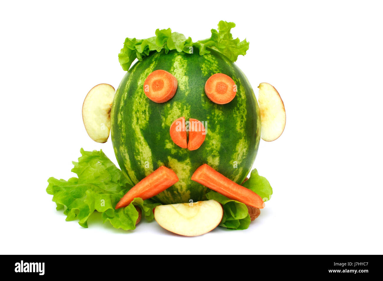 funny melon water head food aliment object health sweet isolated ...