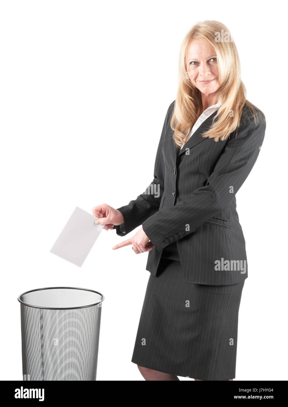 woman throwing letters in trash Stock Photo - Alamy