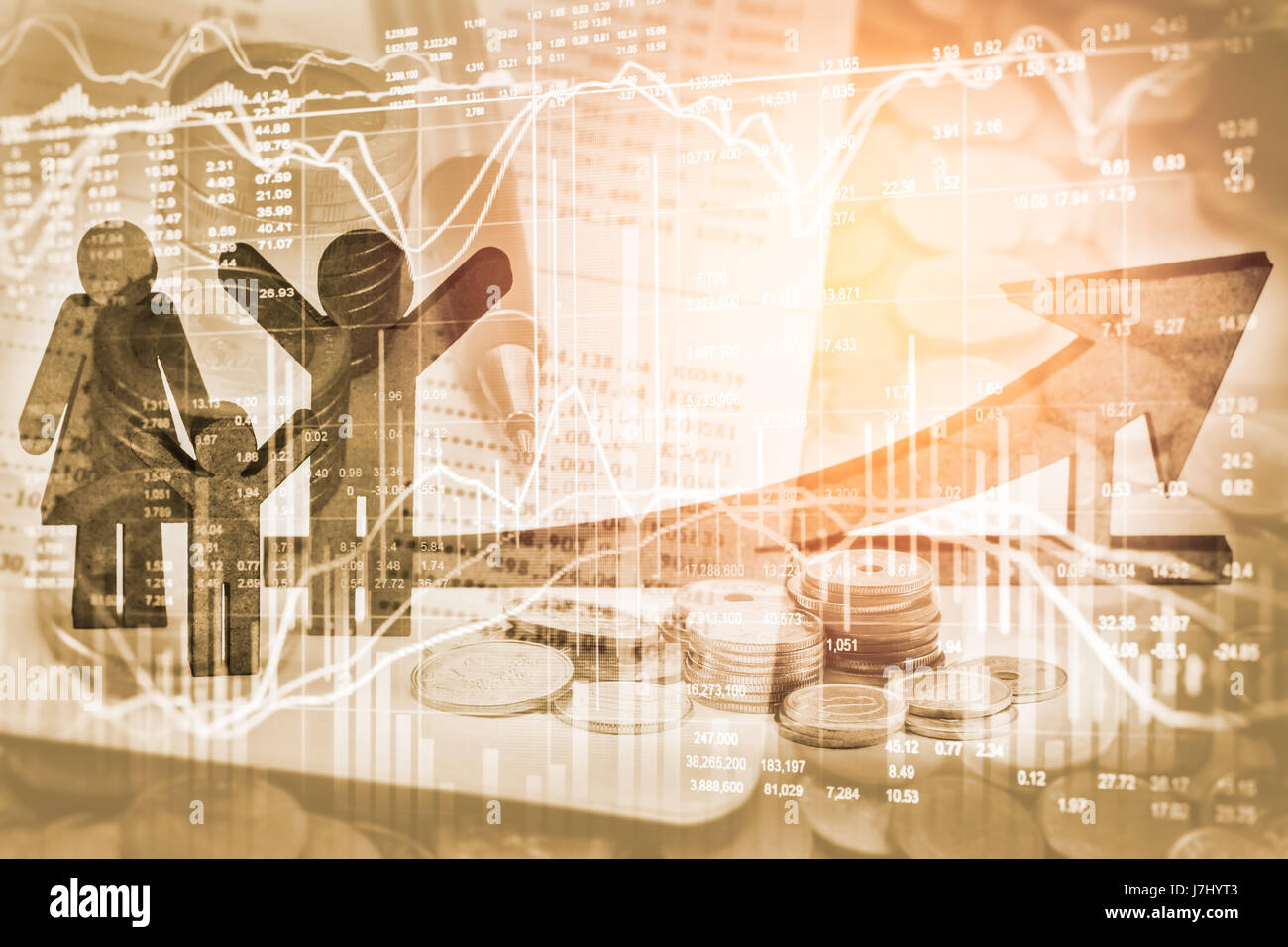 Double exposure business props on stock financial growth. Economy ...