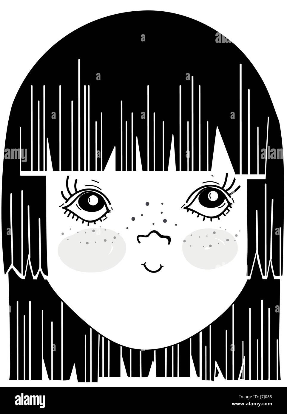 contour pretty girl face with hairstyle and expression Stock Vector ...
