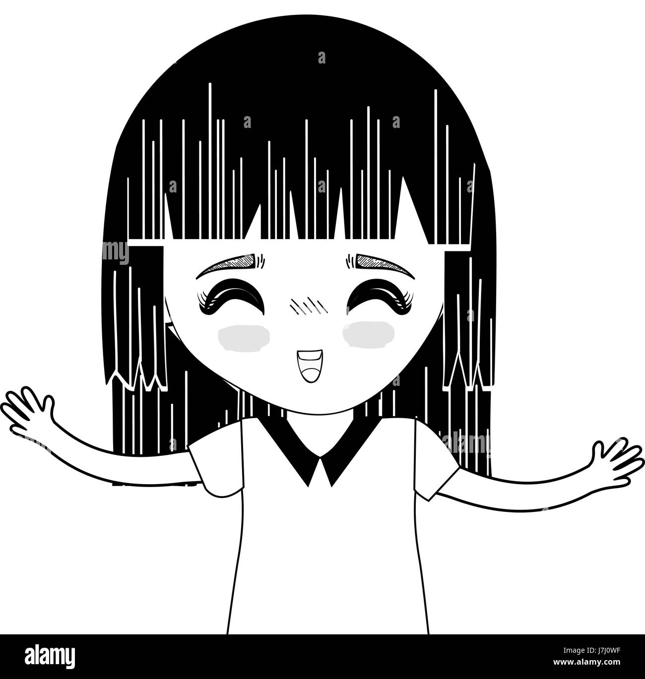 contour pretty girl with hairstyle and casual wear Stock Vector Image ...