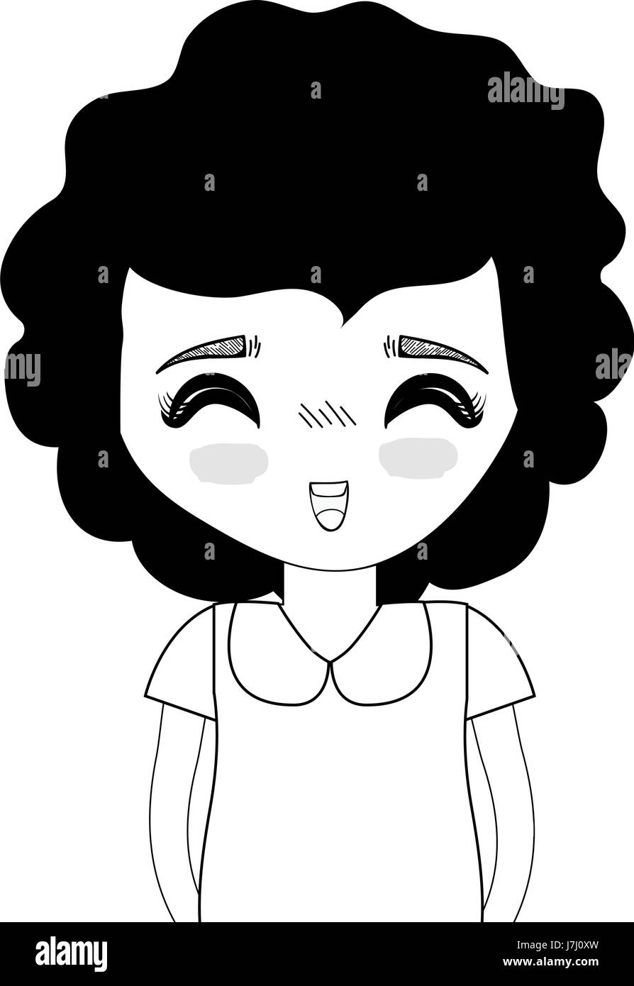 contour pretty girl with hairstyle and casual wear Stock Vector Image ...
