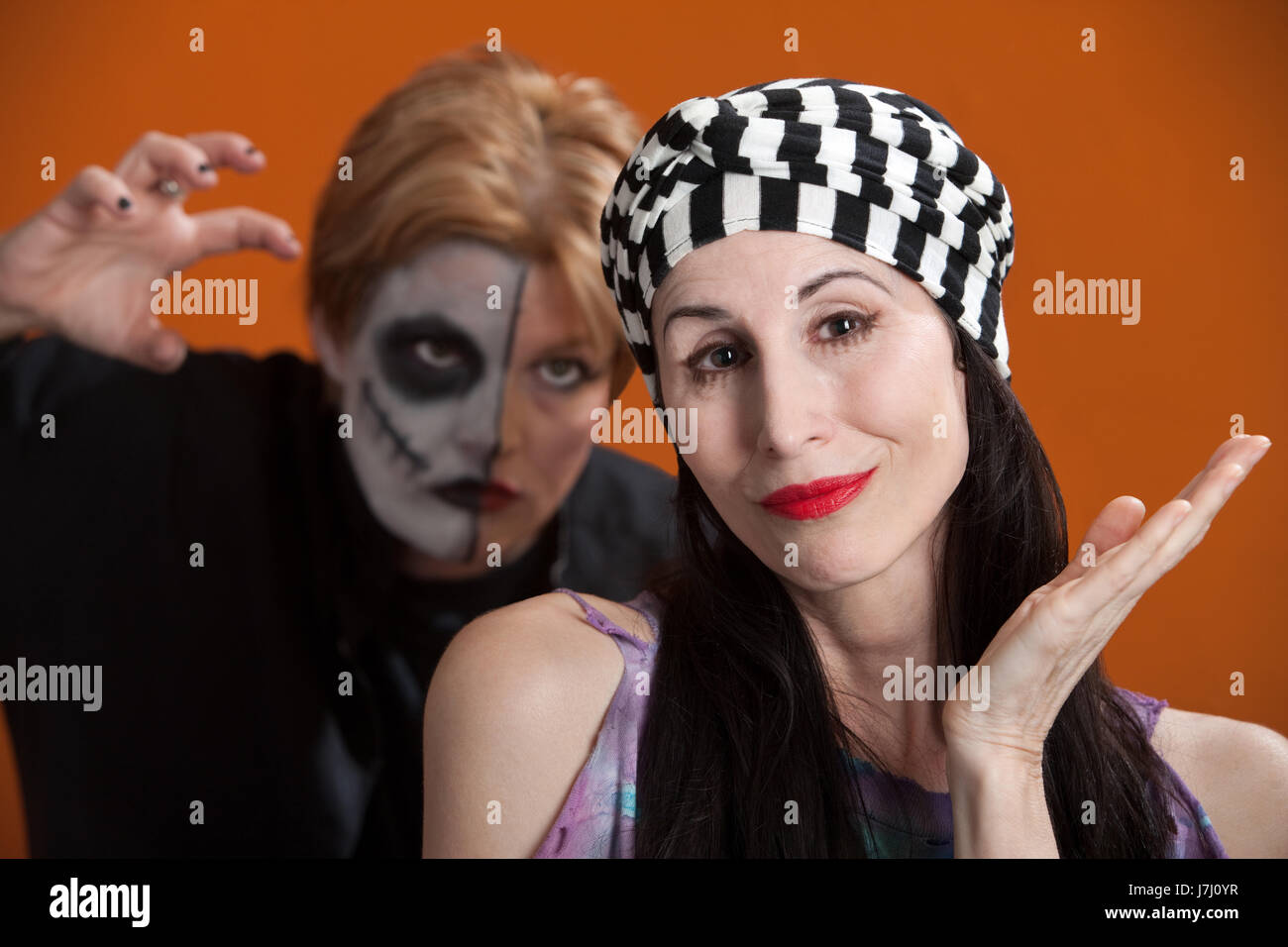 woman women lady scary halloween makeup laugh laughs laughing twit ...