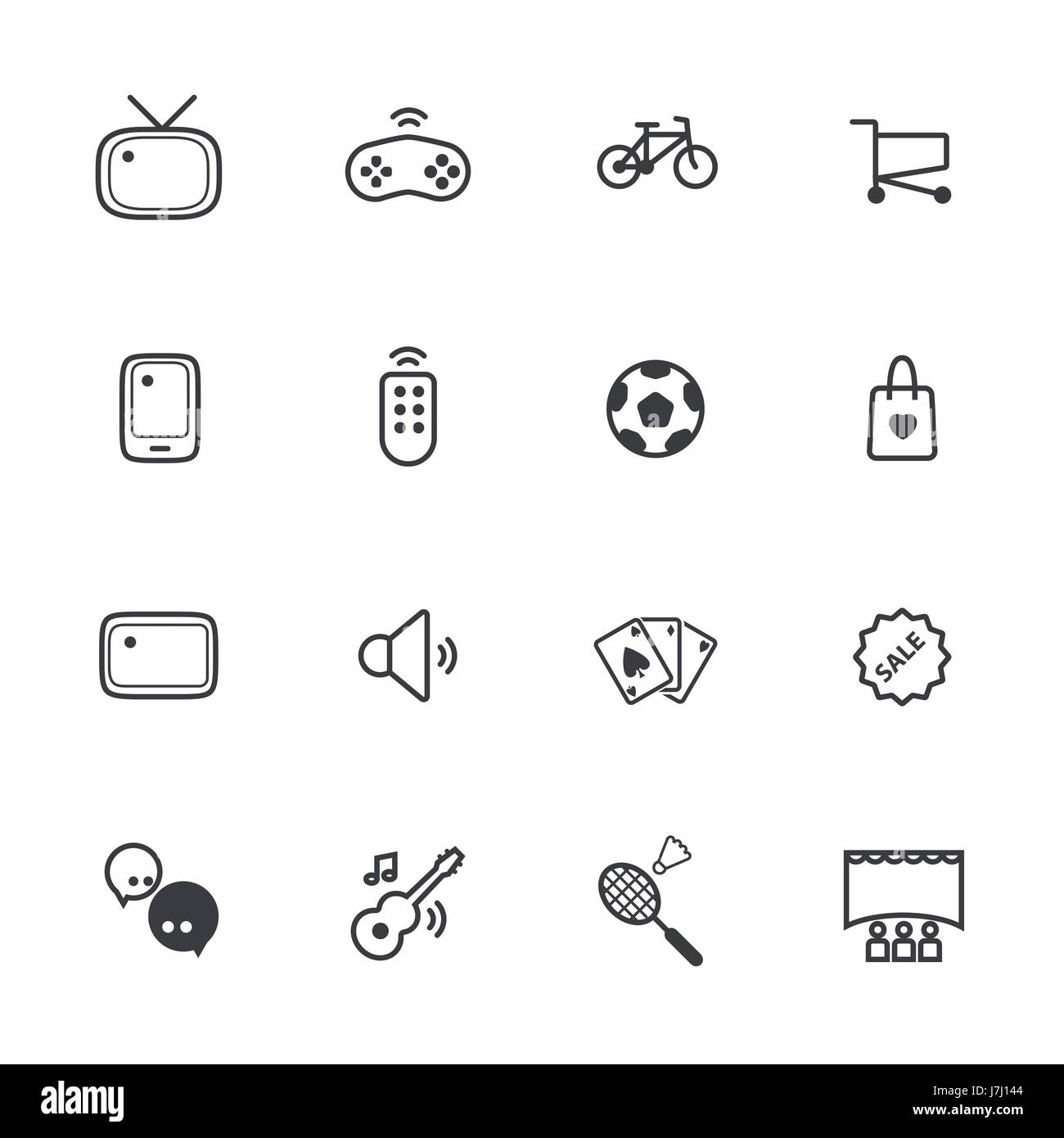 Activity and entertainment. Vector line icons set Stock Vector Image ...