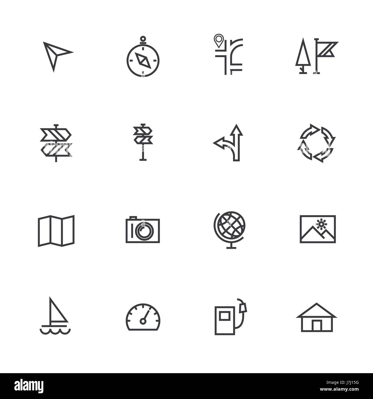 Map navigation set icons hi-res stock photography and images - Alamy