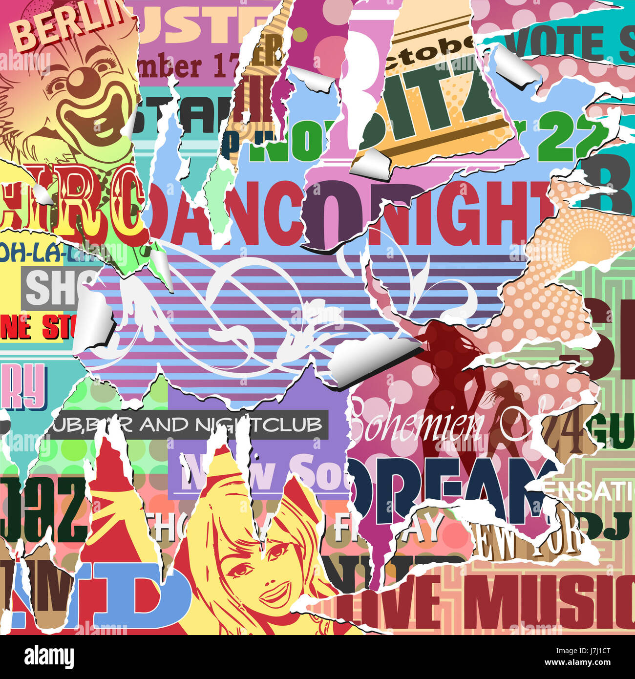 poster ripped peeling clown poster illustration abstract advertisement ...