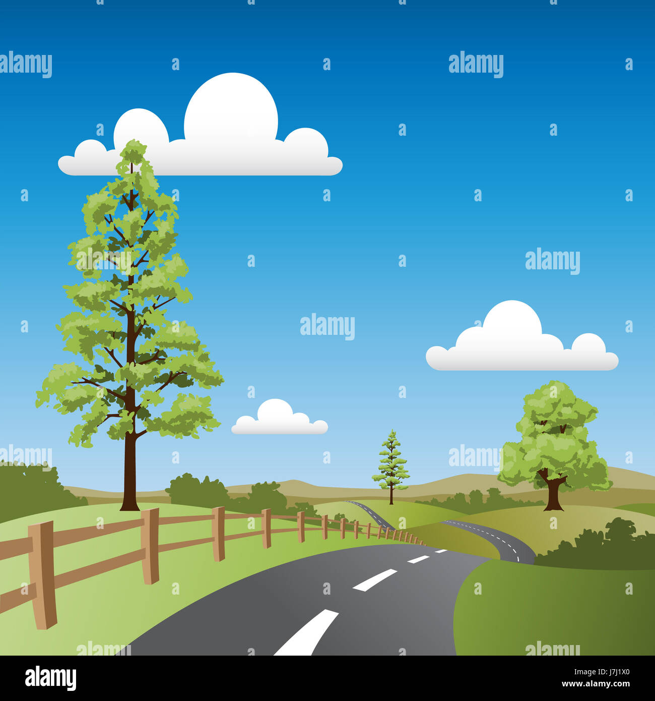 motorway highway road street scenery countryside nature tree trees park ...