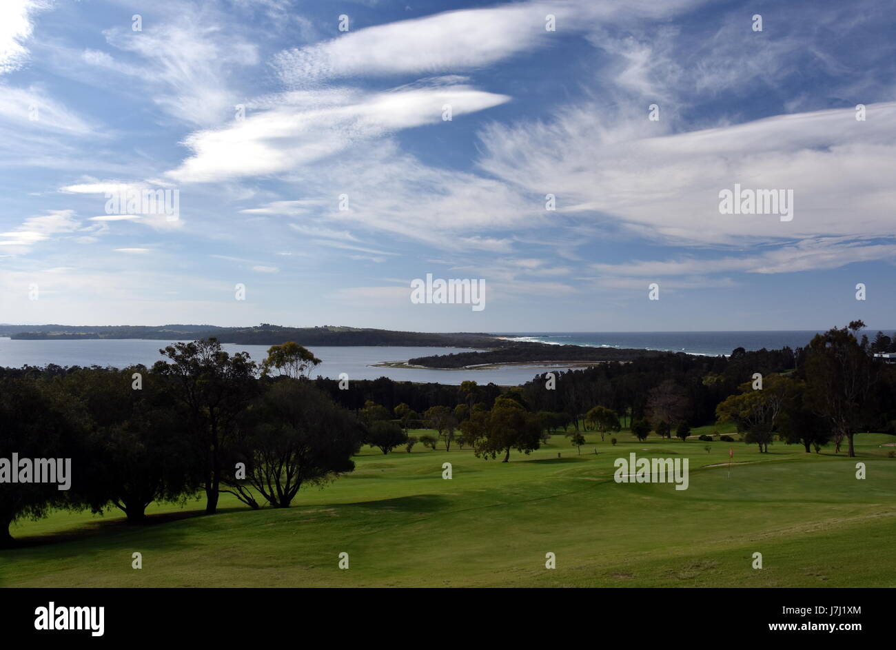 View over the lake Coila towards Tuross Head (NSW, Australia Stock ...