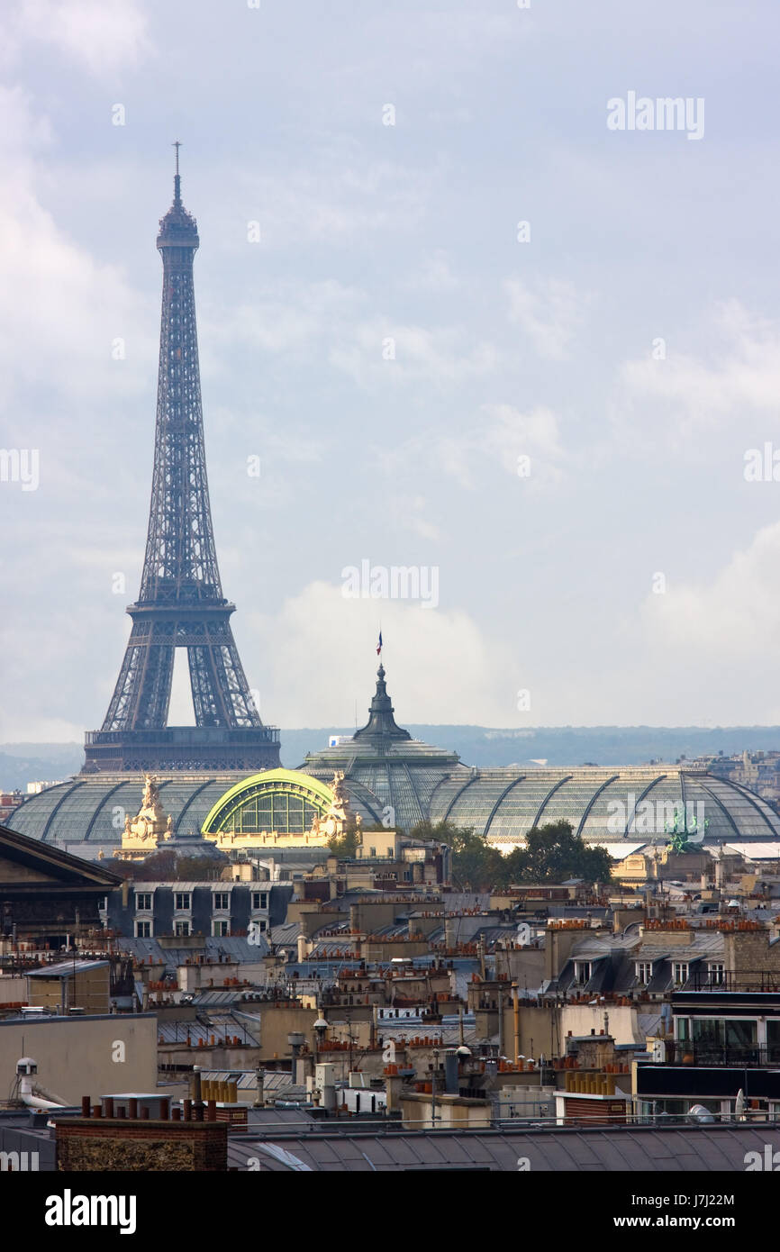 house building tower buildings city town paris roofs above top landmark ...