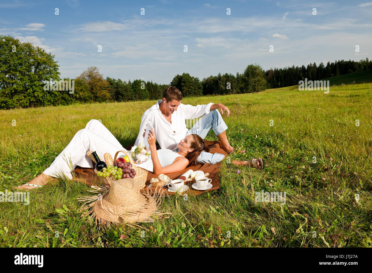 woman romantic romance couple pair outdoors man nature woman humans ...