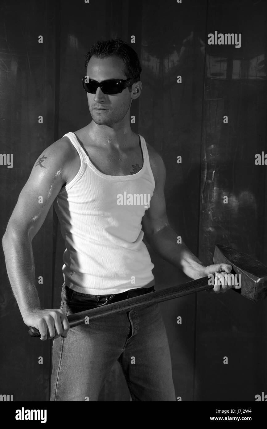 muscles workshop vest sunglasses sunglass workers laborer worker ...