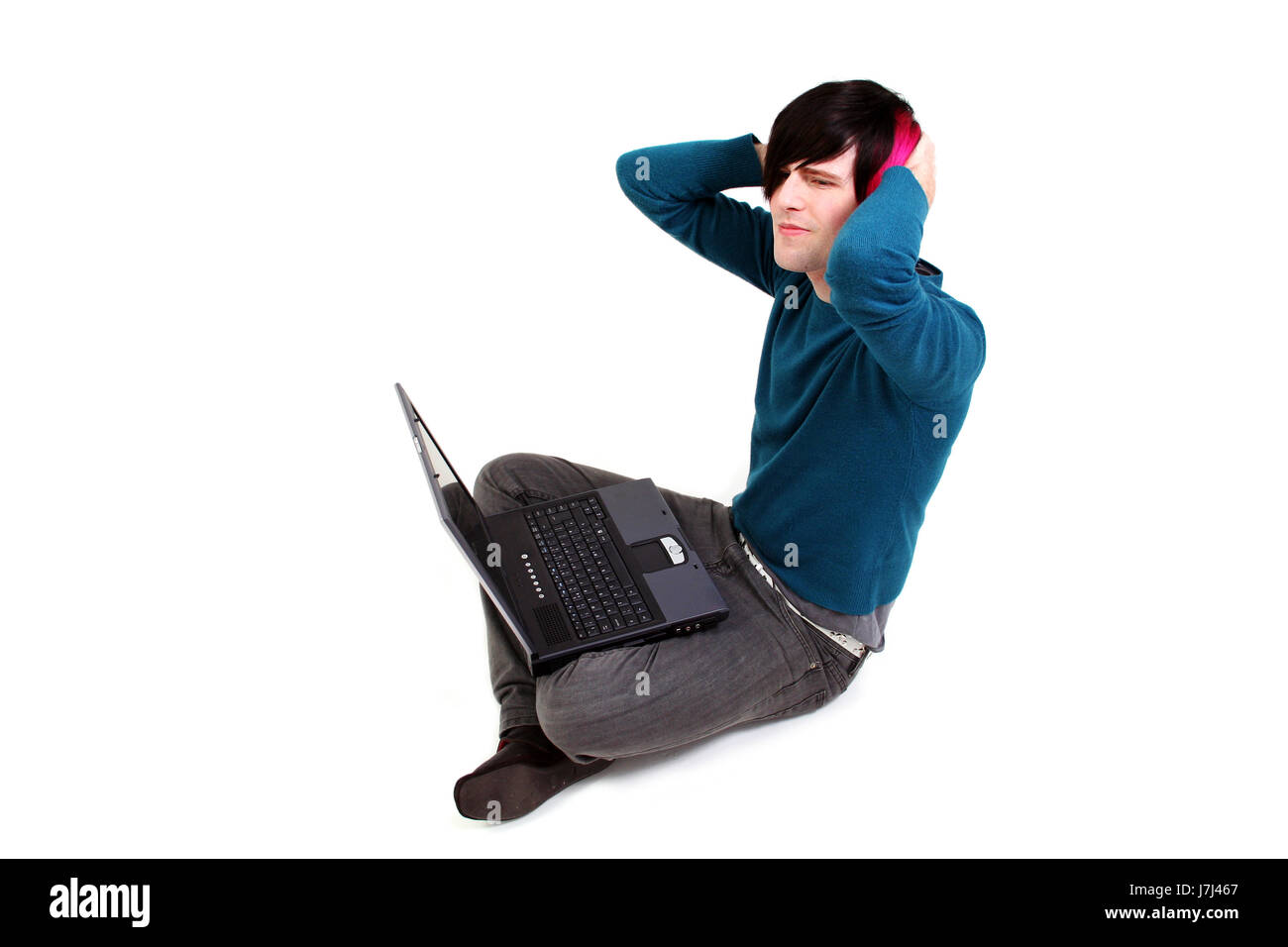 laptop notebook computers computer PC male masculine work factory man ...