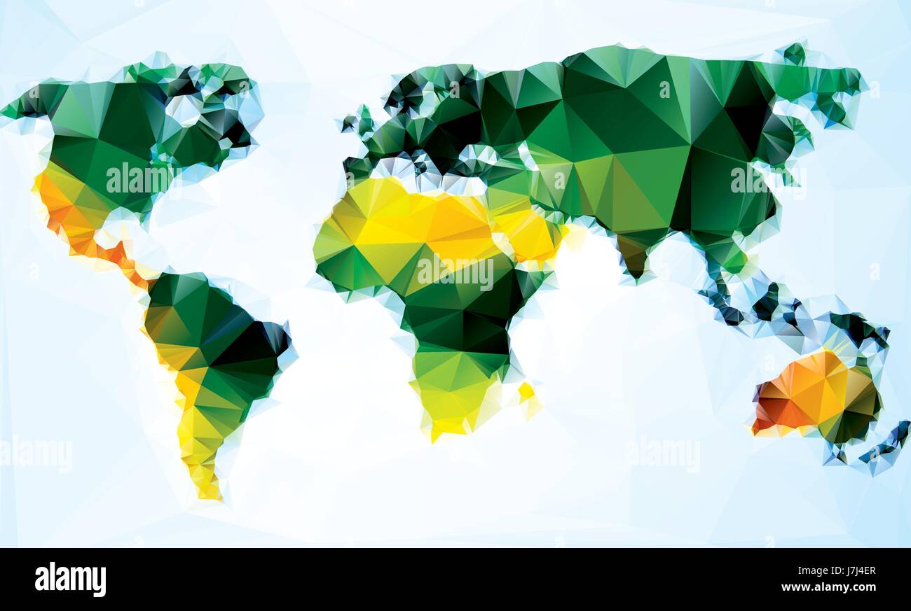 Triangle world map vector illustration. Stylize world map, technology ...