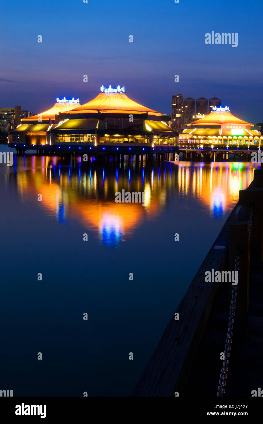 river water night nighttime reflection landscape scenery countryside ...