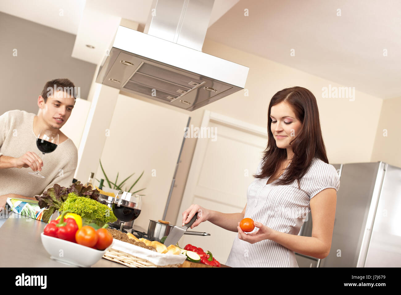 woman lifestyle kitchen cuisine cook couple pair man home woman humans ...
