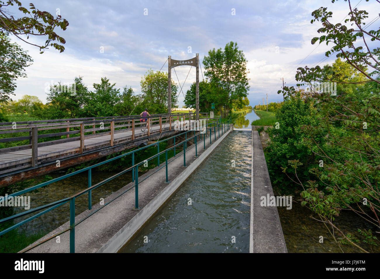 Wiener Neustädter Kanal (Wiener Neustadt Canal), cyclist, cycling path ...