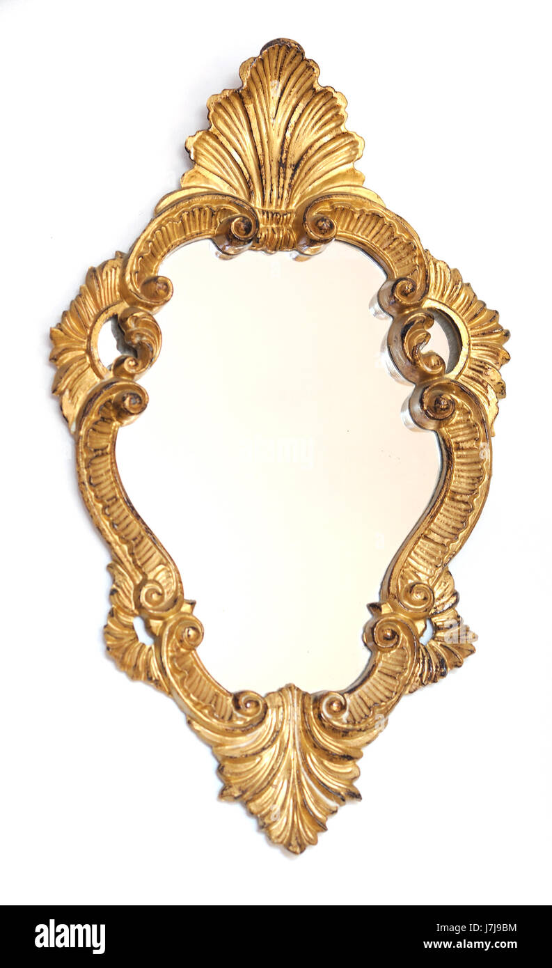 reflection mirror frame old gold framework leaf object detail life ...