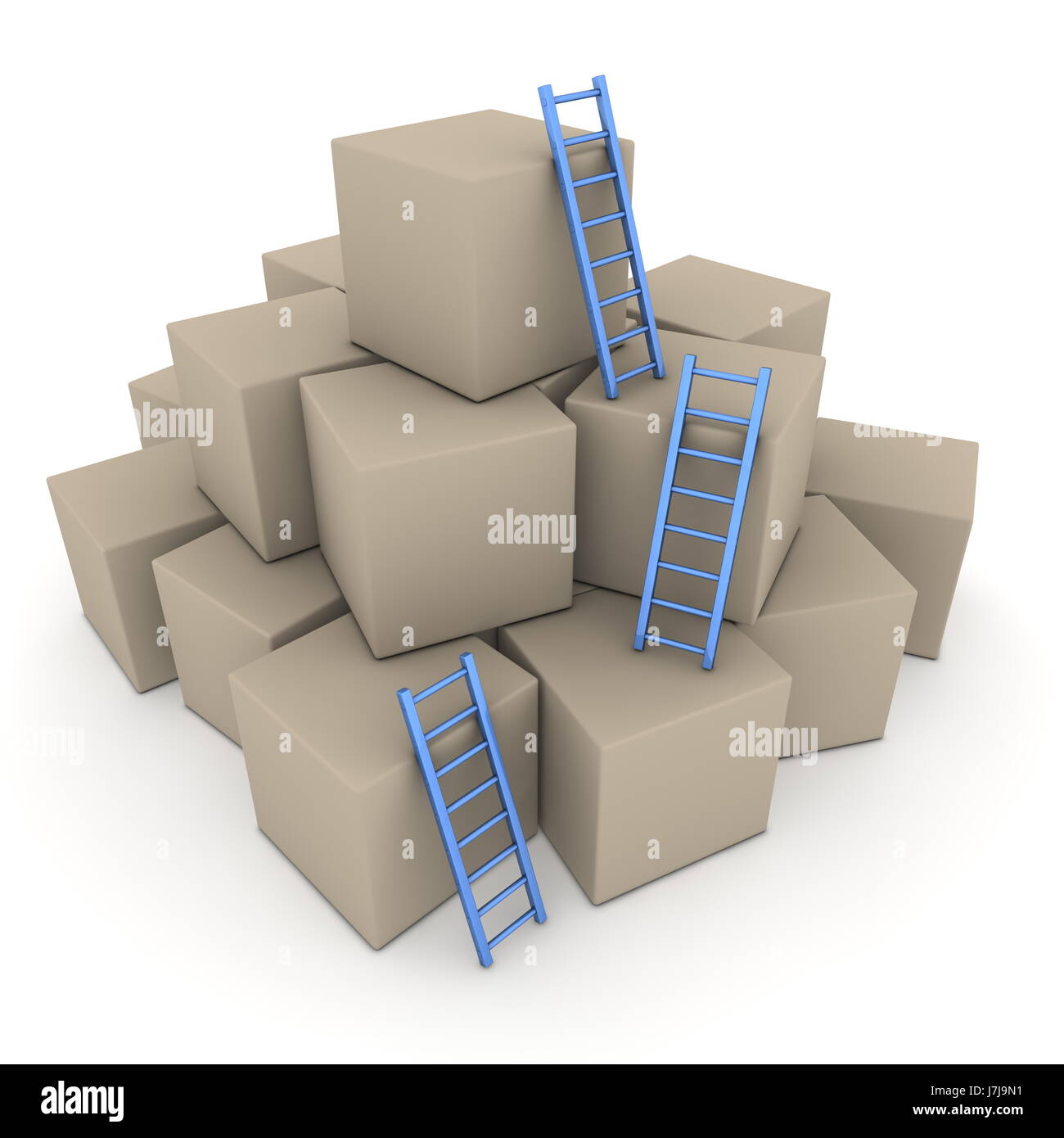 blue stack box boxes ladder heap pile bricks cubes cardboard carton ...