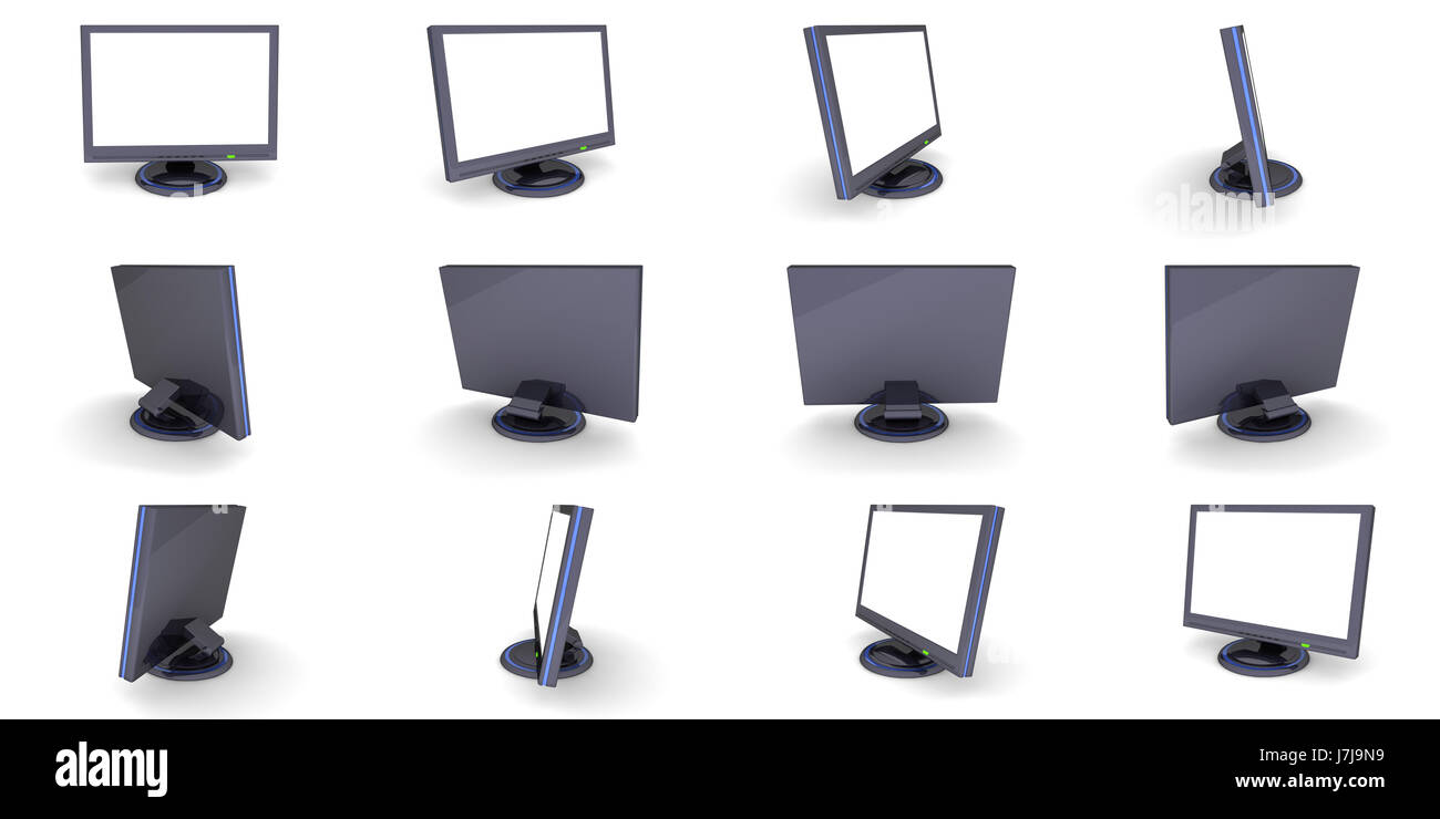 black swarthy jetblack deep black views monitor screen display blue ...