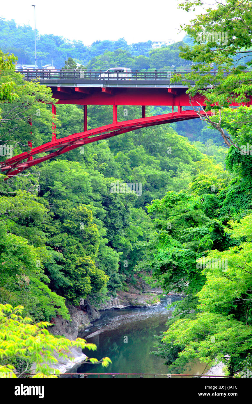 New Saruhashi Bridge over Katsuragawa River at Saruhashi Otsuki city ...