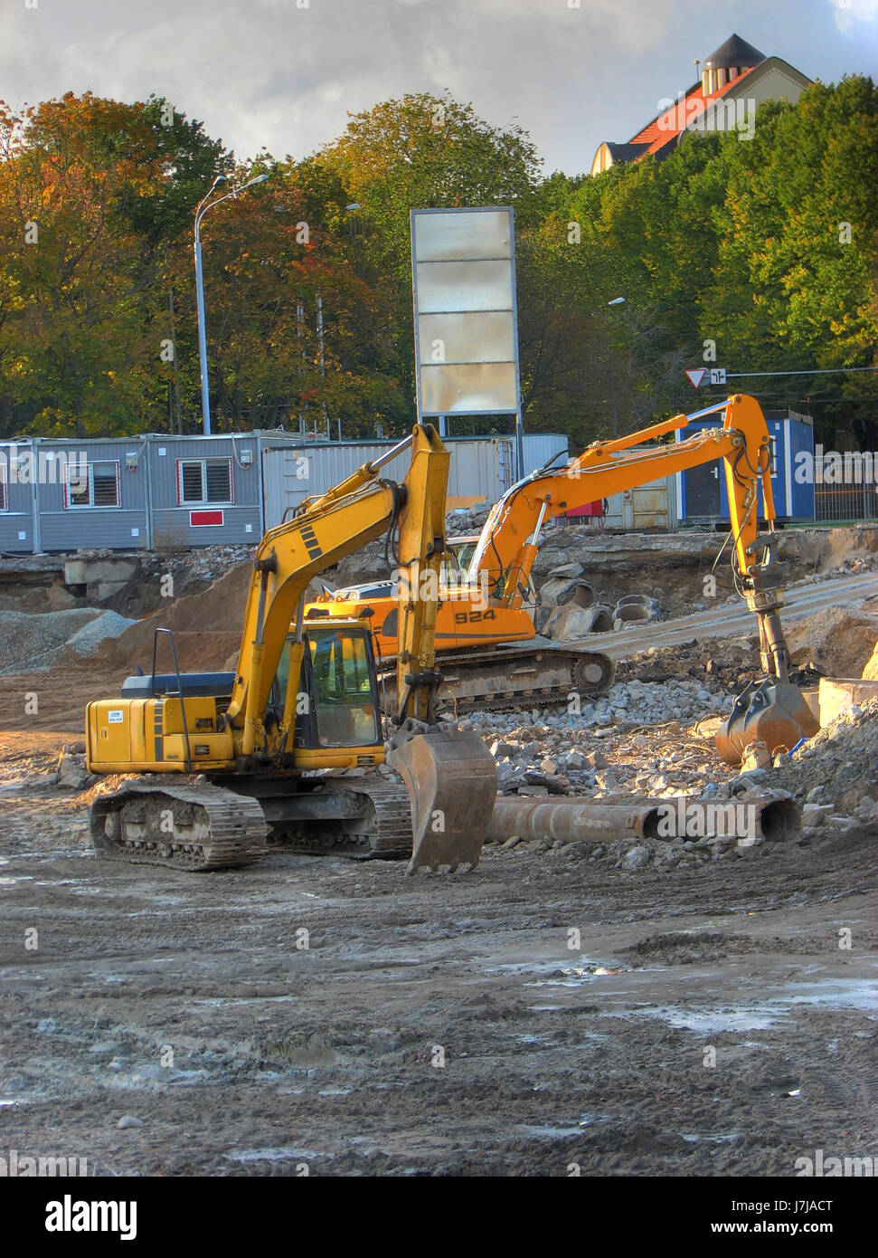 machines preparation bulldozer dig scene location site builder ...