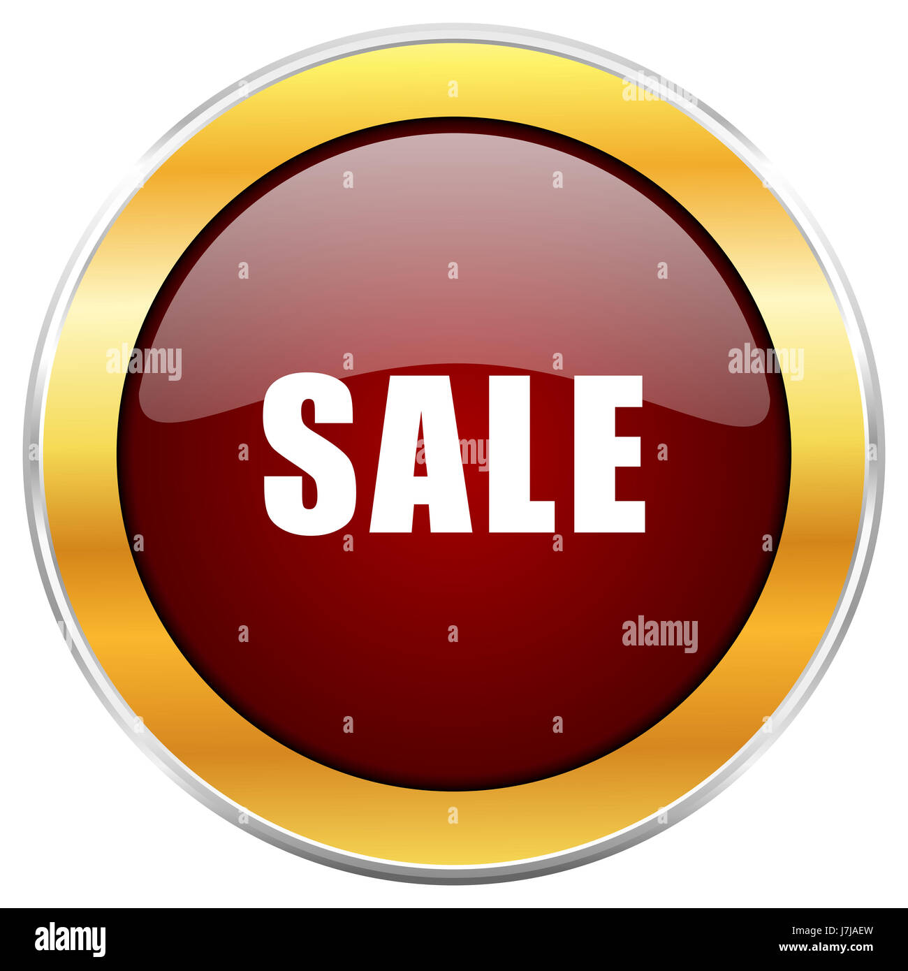 Sale red web icon with golden border isolated on white background ...