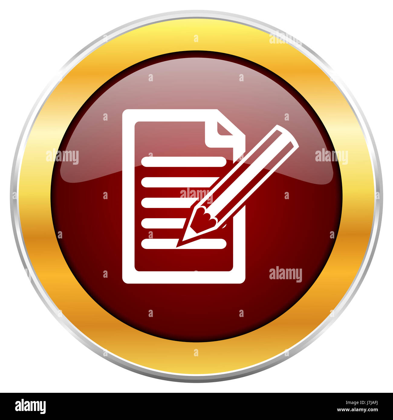 Subscribe red web icon with golden border isolated on white background ...