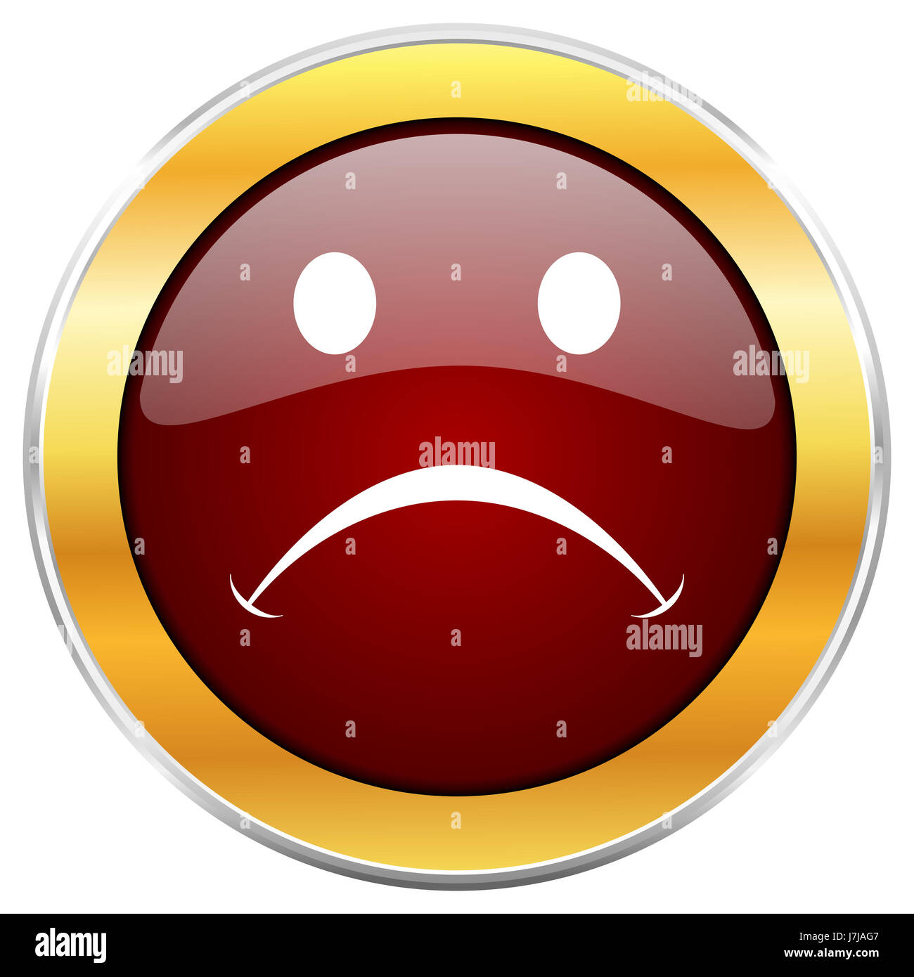 Cry red web icon with golden border isolated on white background. Round ...