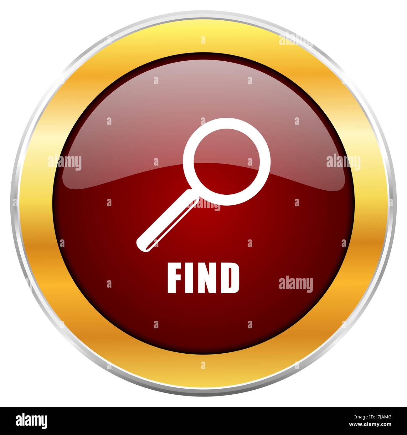 Find red web icon with golden border isolated on white background ...