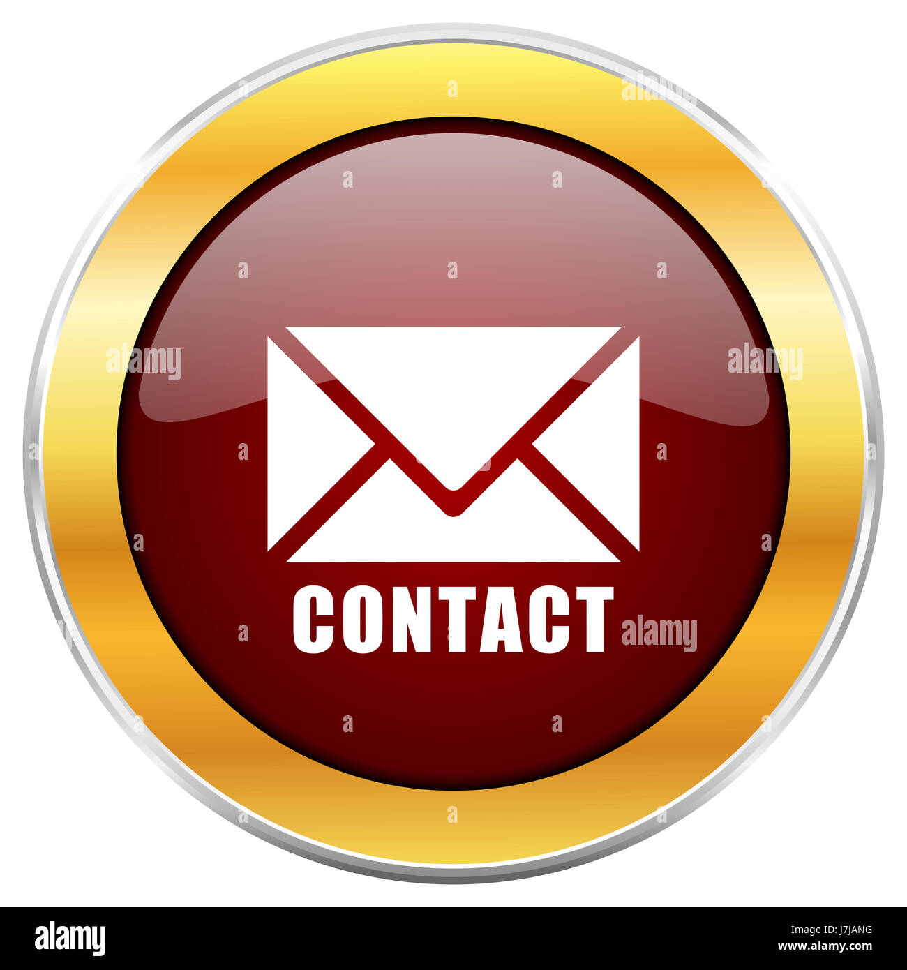 Email red web icon with golden border isolated on white background ...