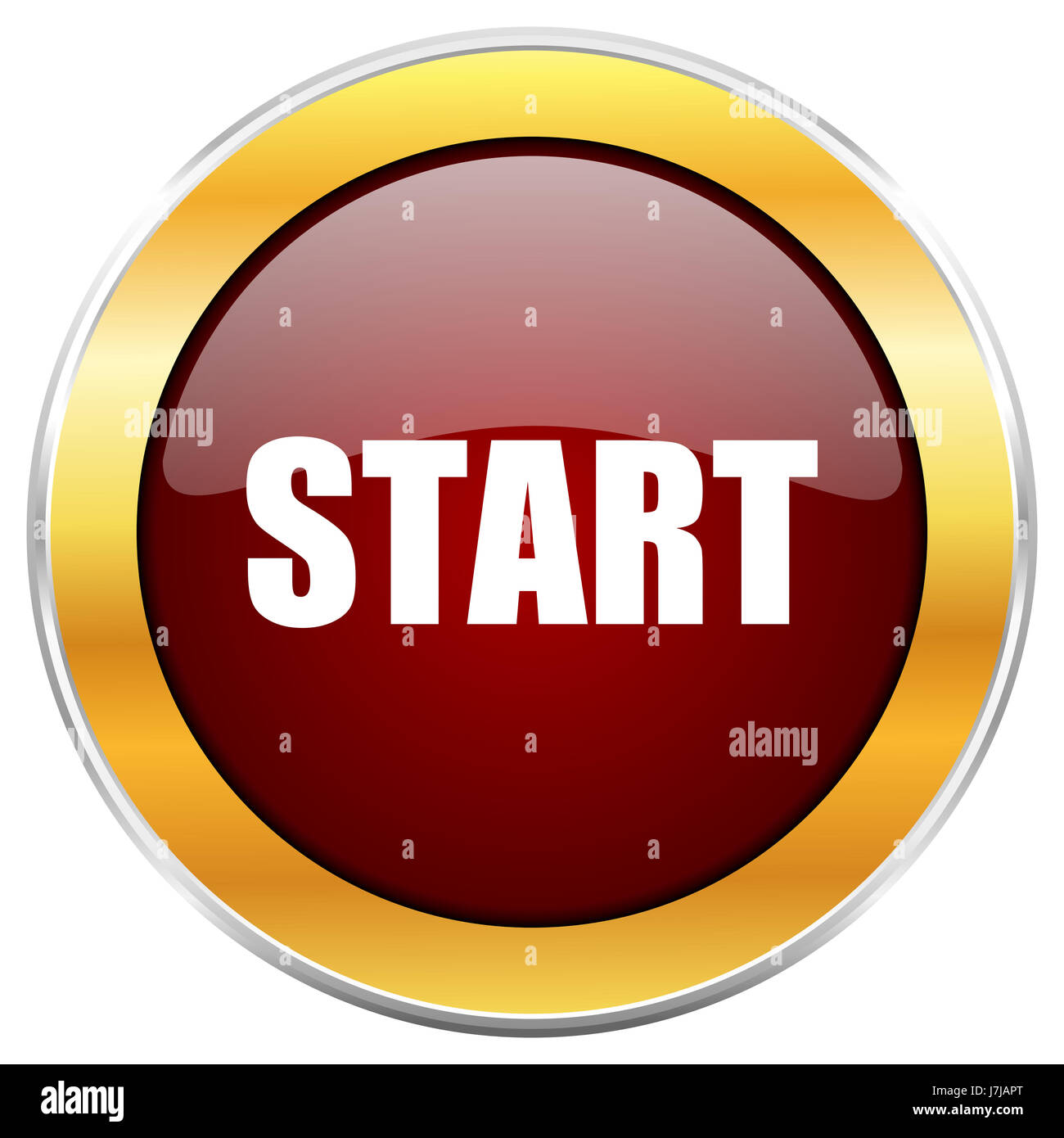 Start red web icon with golden border isolated on white background ...