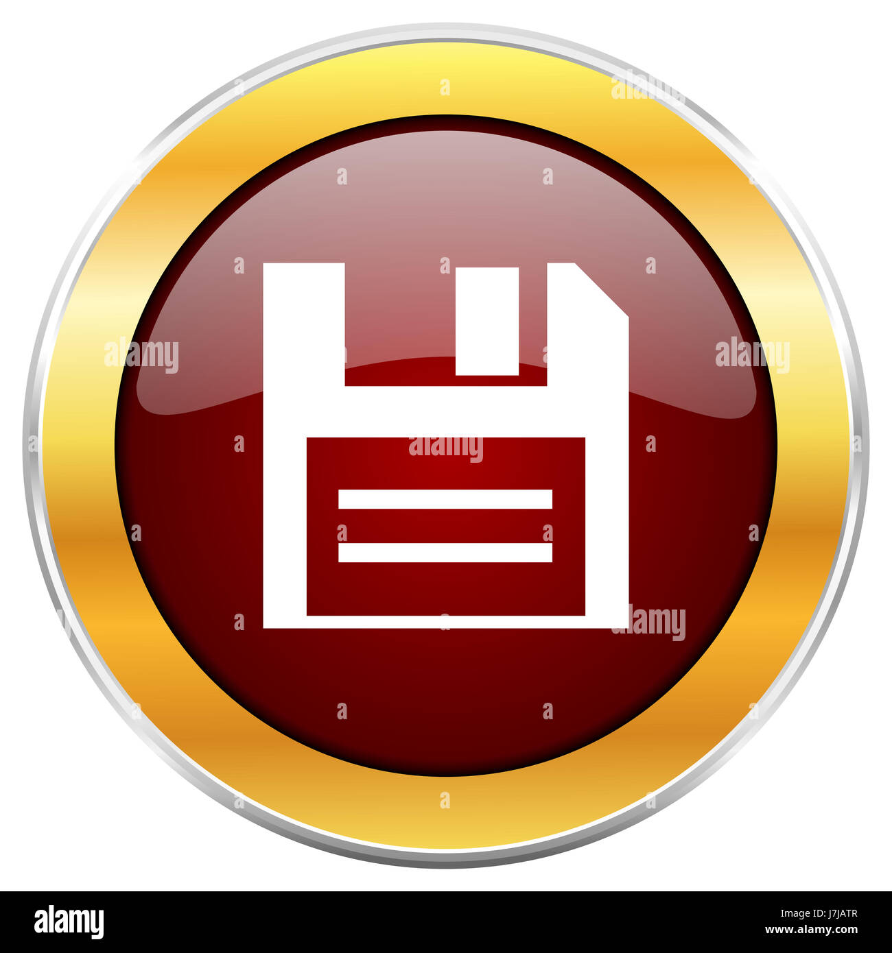 Disk red web icon with golden border isolated on white background ...
