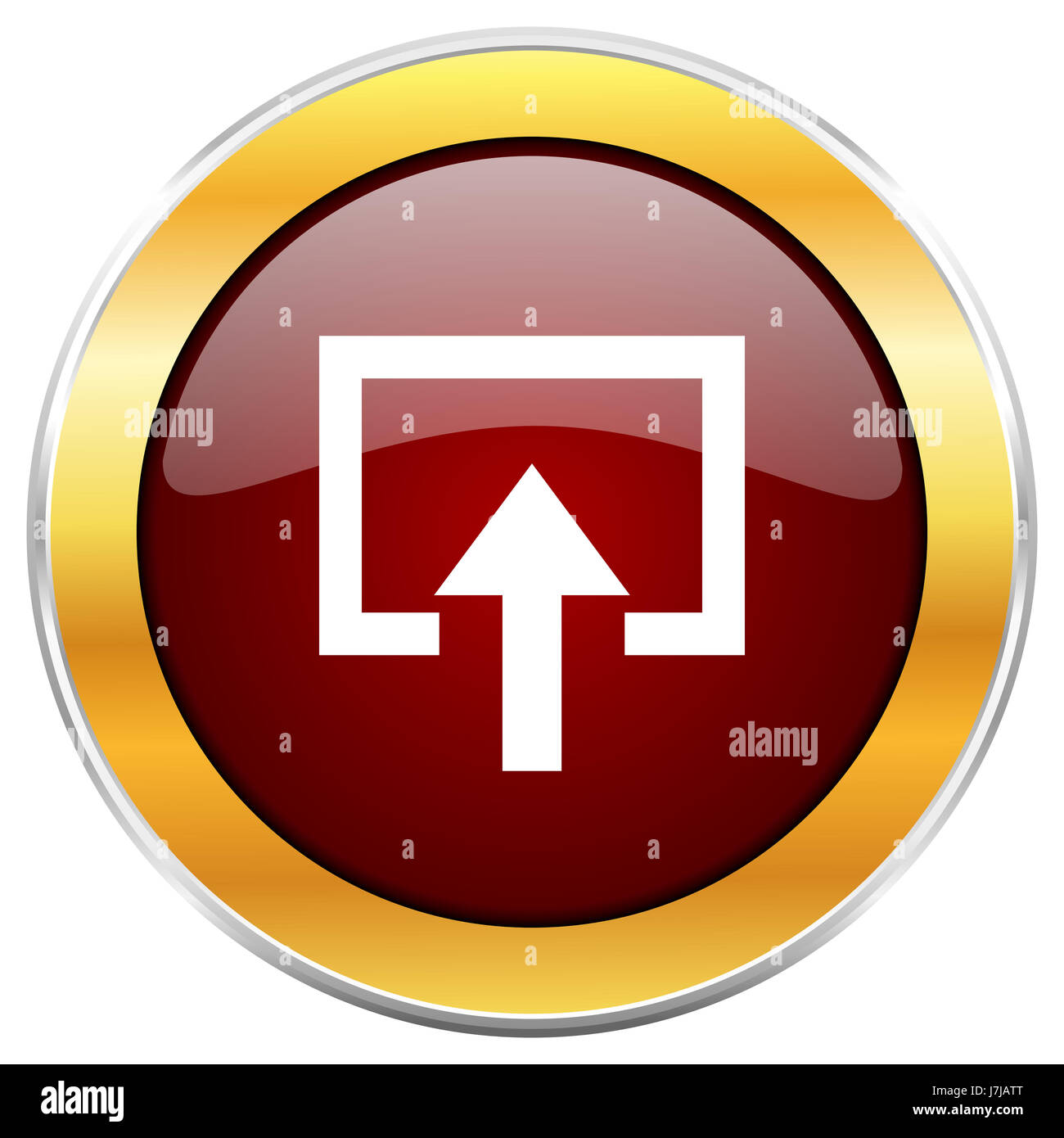 Enter red web icon with golden border isolated on white background ...