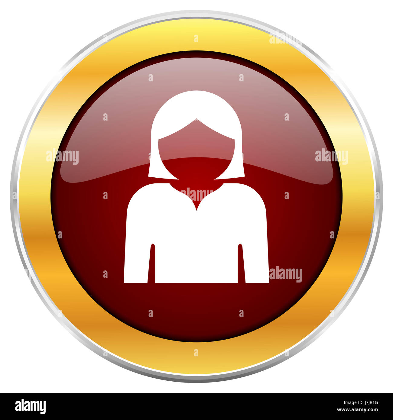 Profile avatar red web icon with golden border isolated on white ...