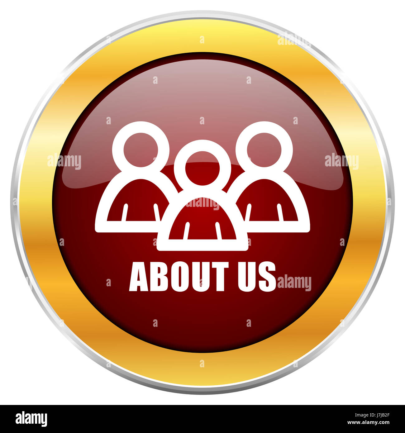 About us red web icon with golden border isolated on white background ...