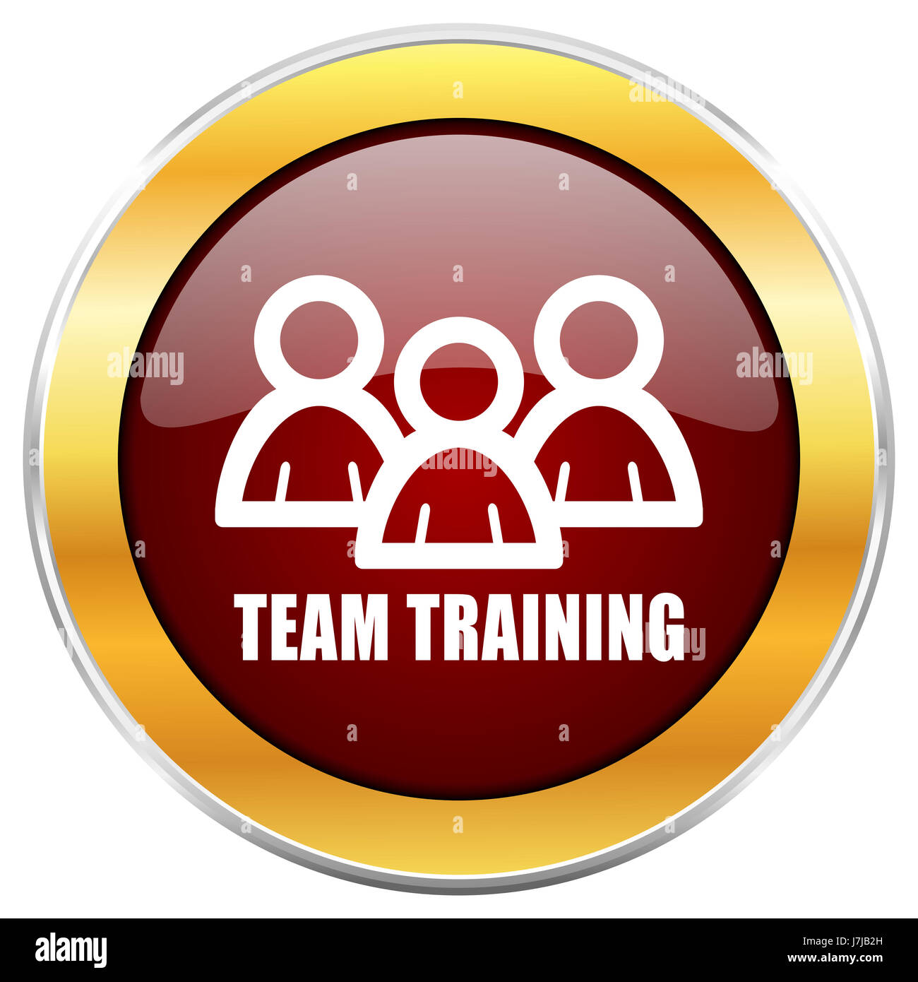 Team training red web icon with golden border isolated on white ...