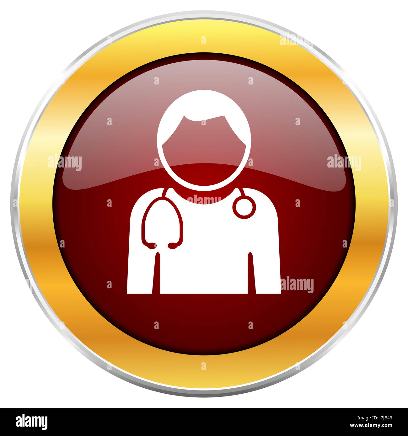 Doctor red web icon with golden border isolated on white background ...