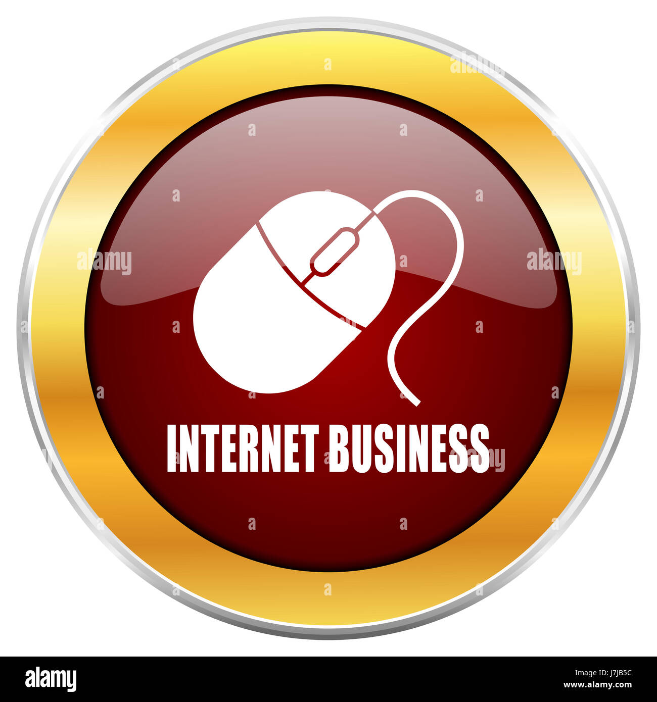 Internet business red web icon with golden border isolated on white ...