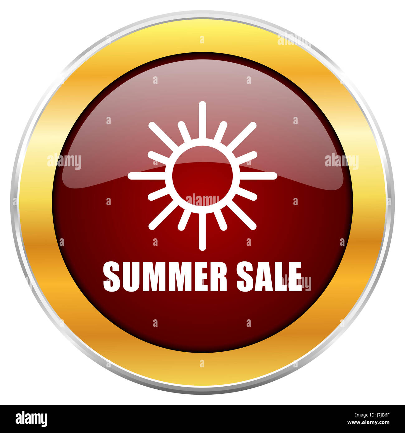 Summer sale red web icon with golden border isolated on white ...