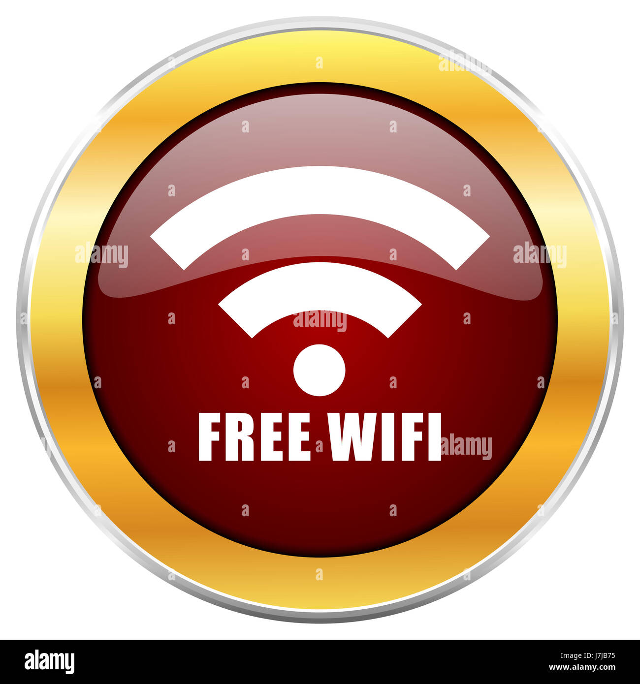 Free wifi red web icon with golden border isolated on white background ...