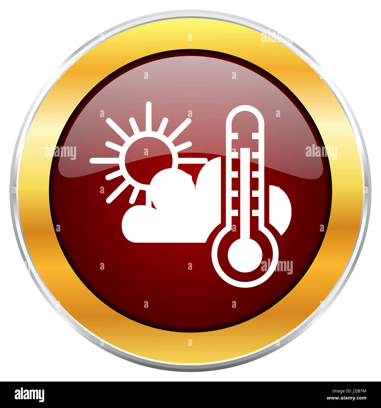 Weather forecast red web icon with golden border isolated on white ...
