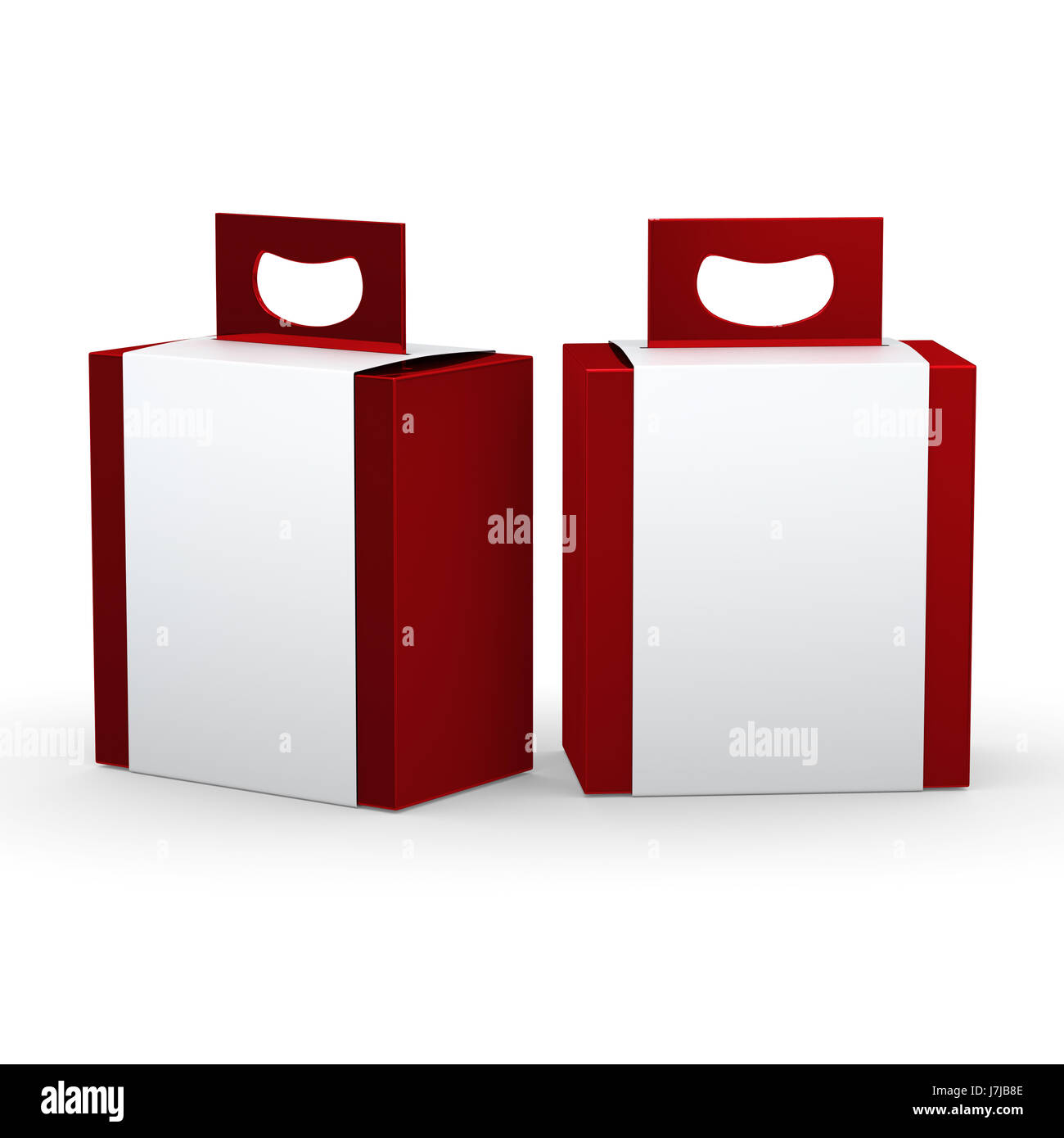 Red paper box with white wrap and handle packaging for variety products ...
