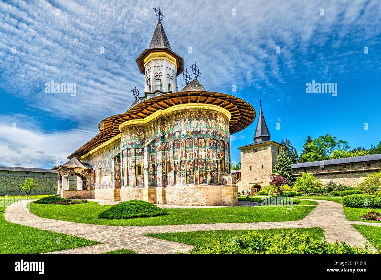 Sucevita orthodox painted church monastery, Suceava landmark, Moldavia ...