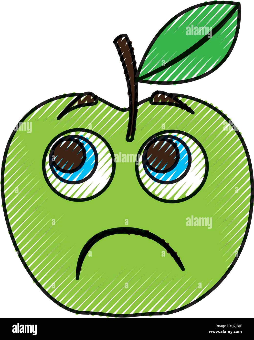 apple sad kawaii character Stock Vector Image & Art - Alamy