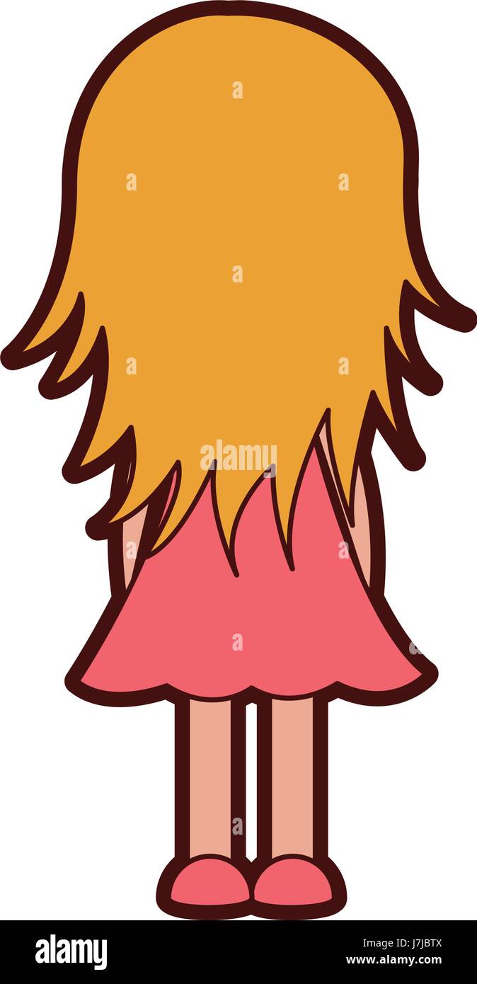 back cute little girl character Stock Vector Image & Art - Alamy
