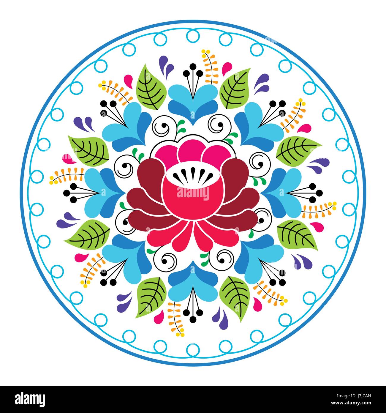 Blue pottery pattern round Stock Vector Images - Alamy