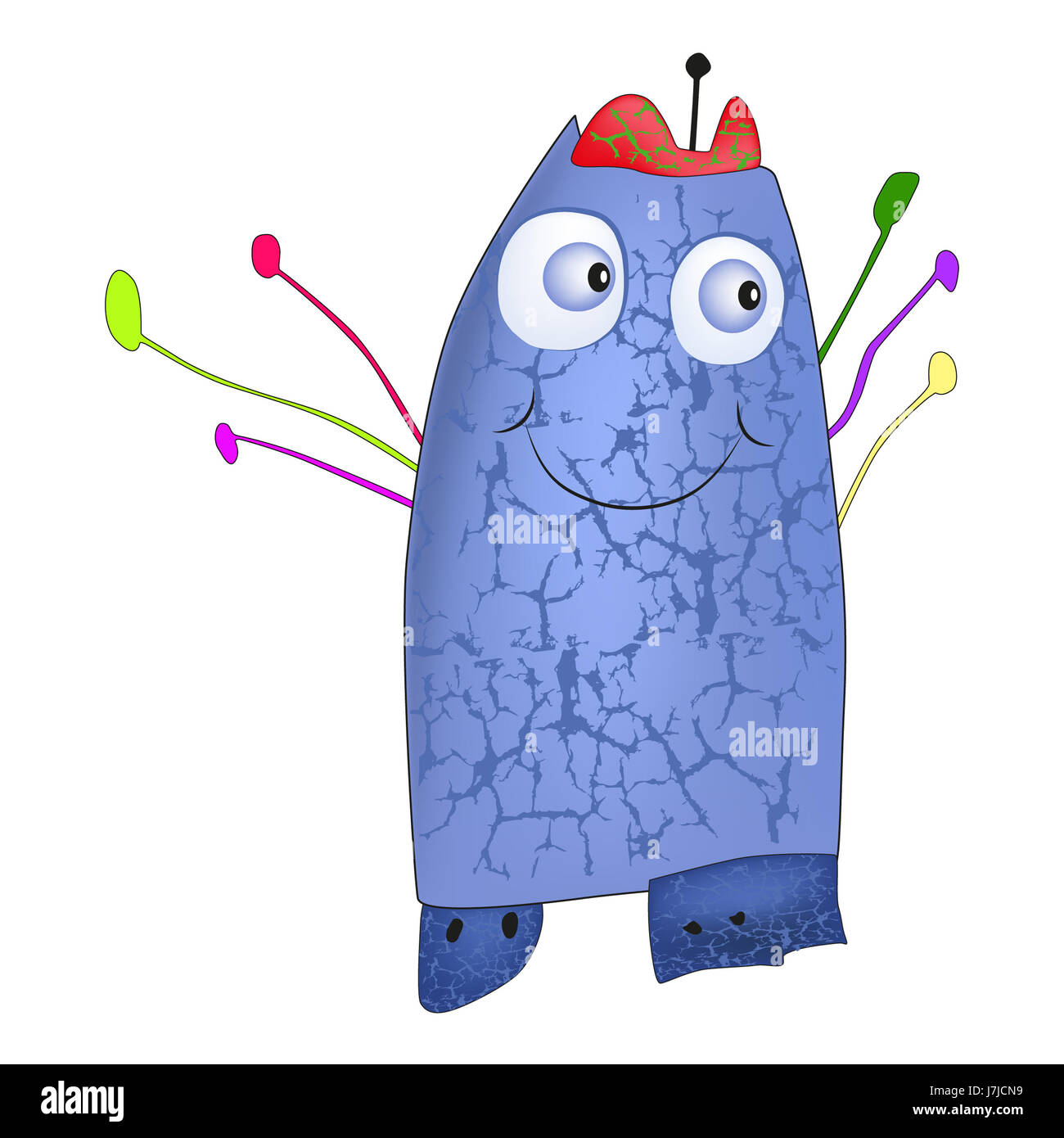 Blue cute smiling monster Stock Photo - Alamy