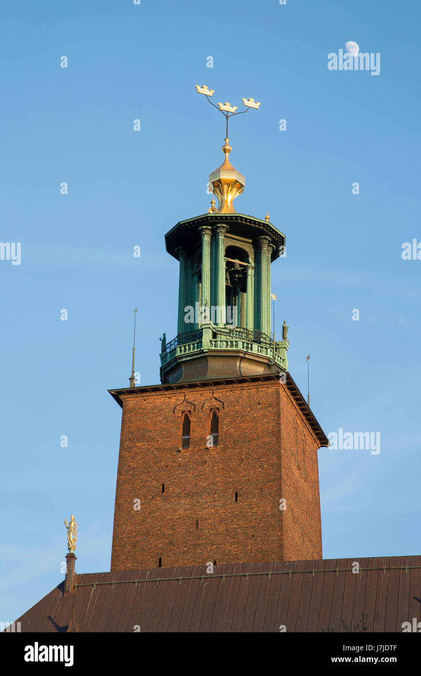 Tower of City Hall - Stadshuset, Stockholm, Sweden, Europe Stock Photo ...