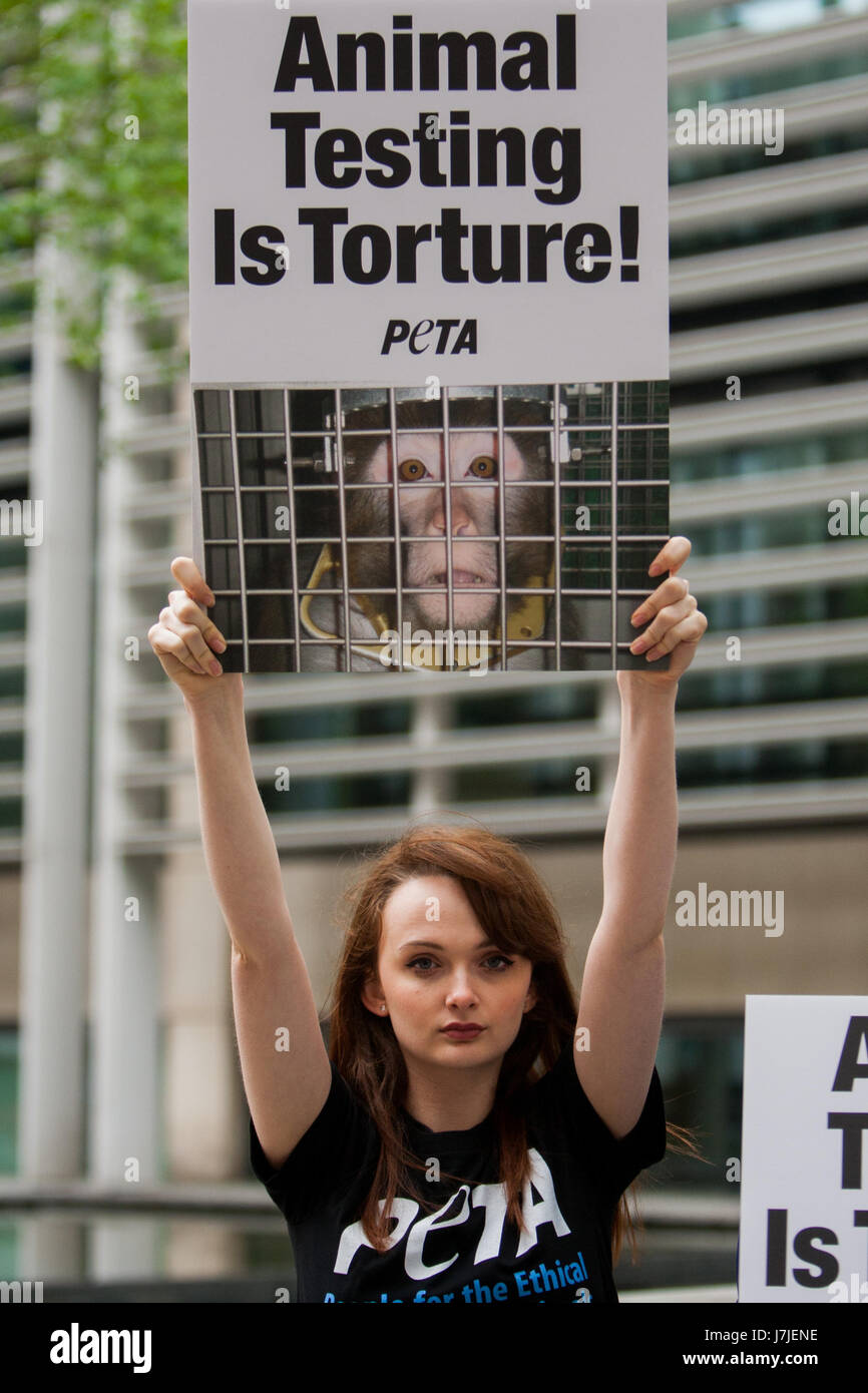 To mark World Day for Animals in Laboratories (24 April), PETA members ...
